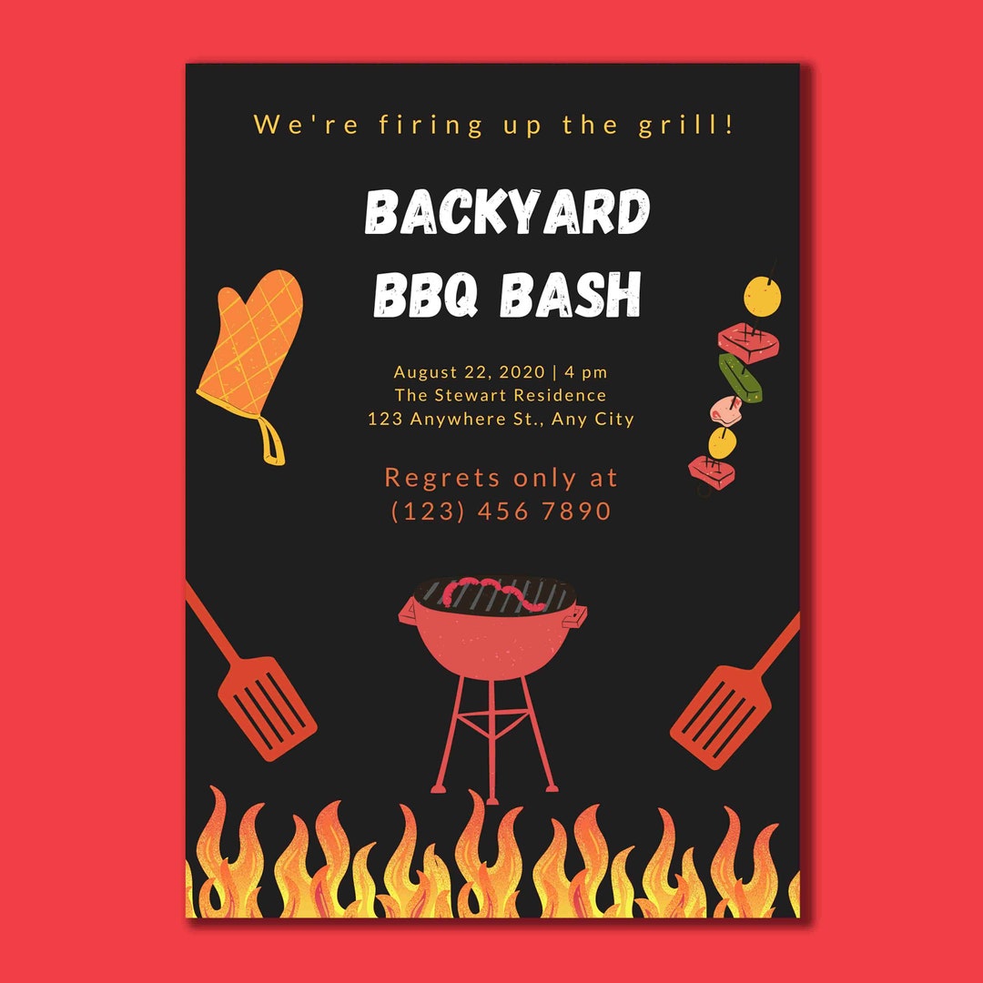 Printable Backyard BBQ Invitation Template Instant Download, Editable ...
