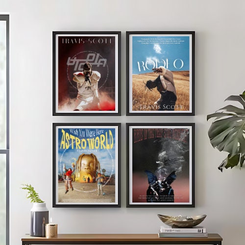 4 Pack Travis Scott Posters, Travis Scott Wall Print Painting, Travis ...