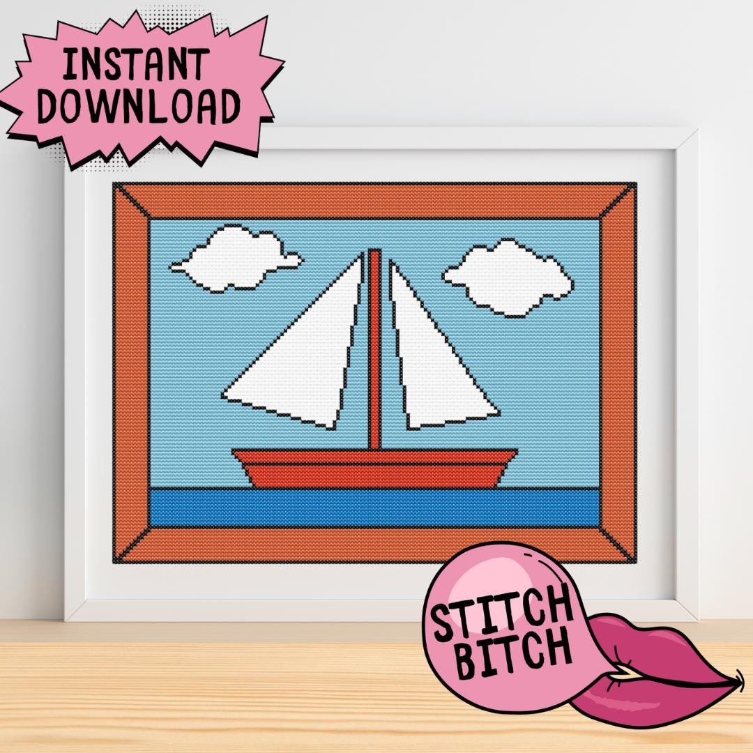 Cartoon Cross Stitch Pattern – the Simpsons – Boat - Nostalgic Cross ...