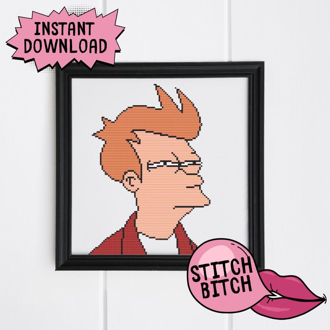 Meme Cross Stitch Pattern – Fry Sus - Futurama - Funny Cross Stitch ...