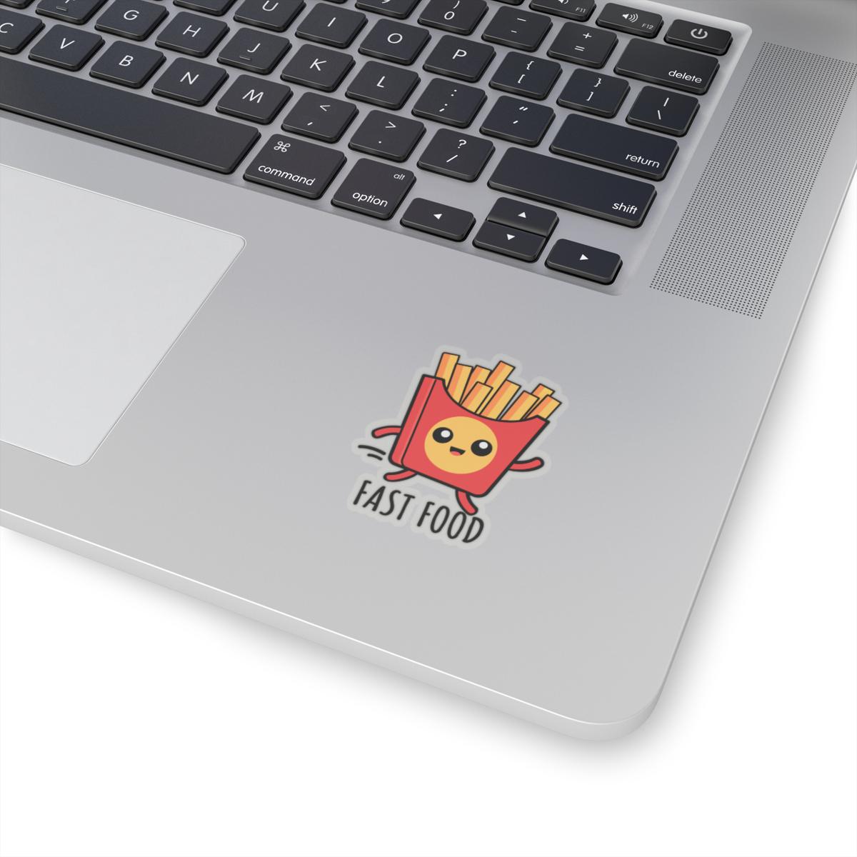 Fun Fast Food Sticker, Running Fries Cartoon, Quirky Red French Fries ...