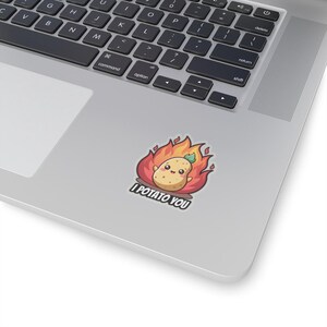 Adorable Potato Sticker, I Potato You Pun Decal, Cute Flaming Potato ...