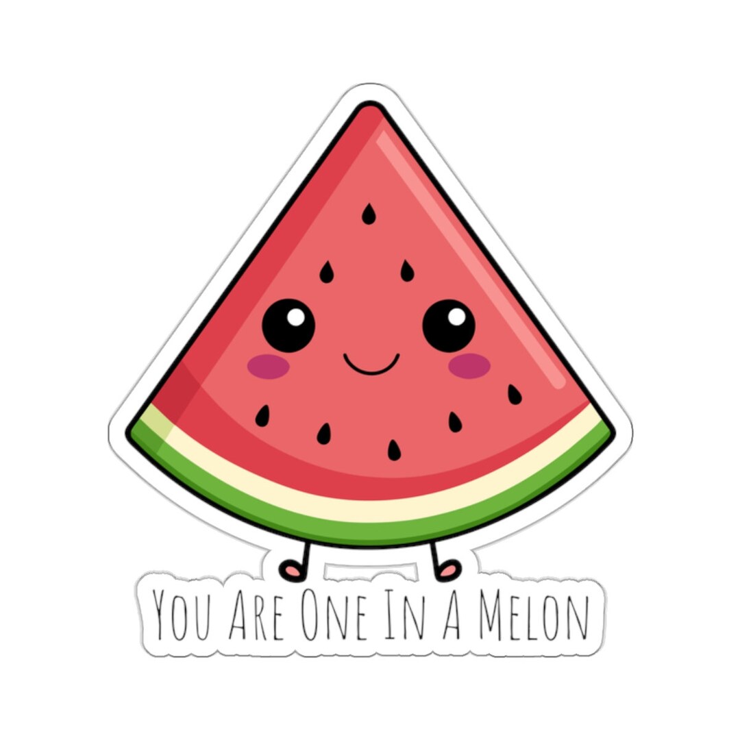 Adorable Watermelon Sticker, 'you Are One in A Melon' Pun Decal, Cute ...