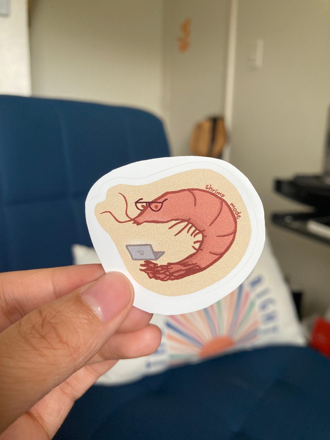 Cute Shrimp Sticker // Shrimp Mode // Vinyl Matte Sticker - Etsy