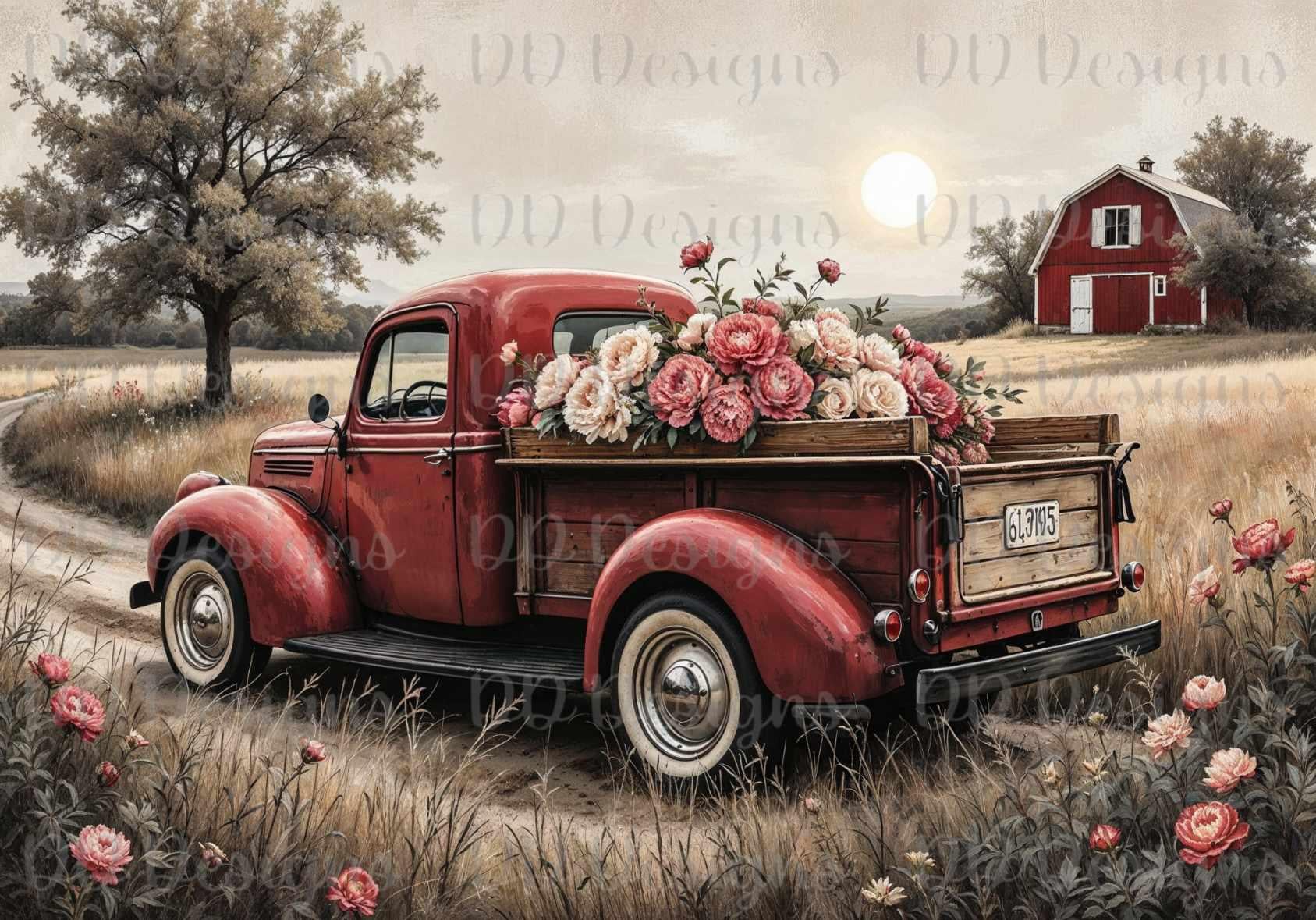 Vintage Farm Truck Rice Paper - Etsy