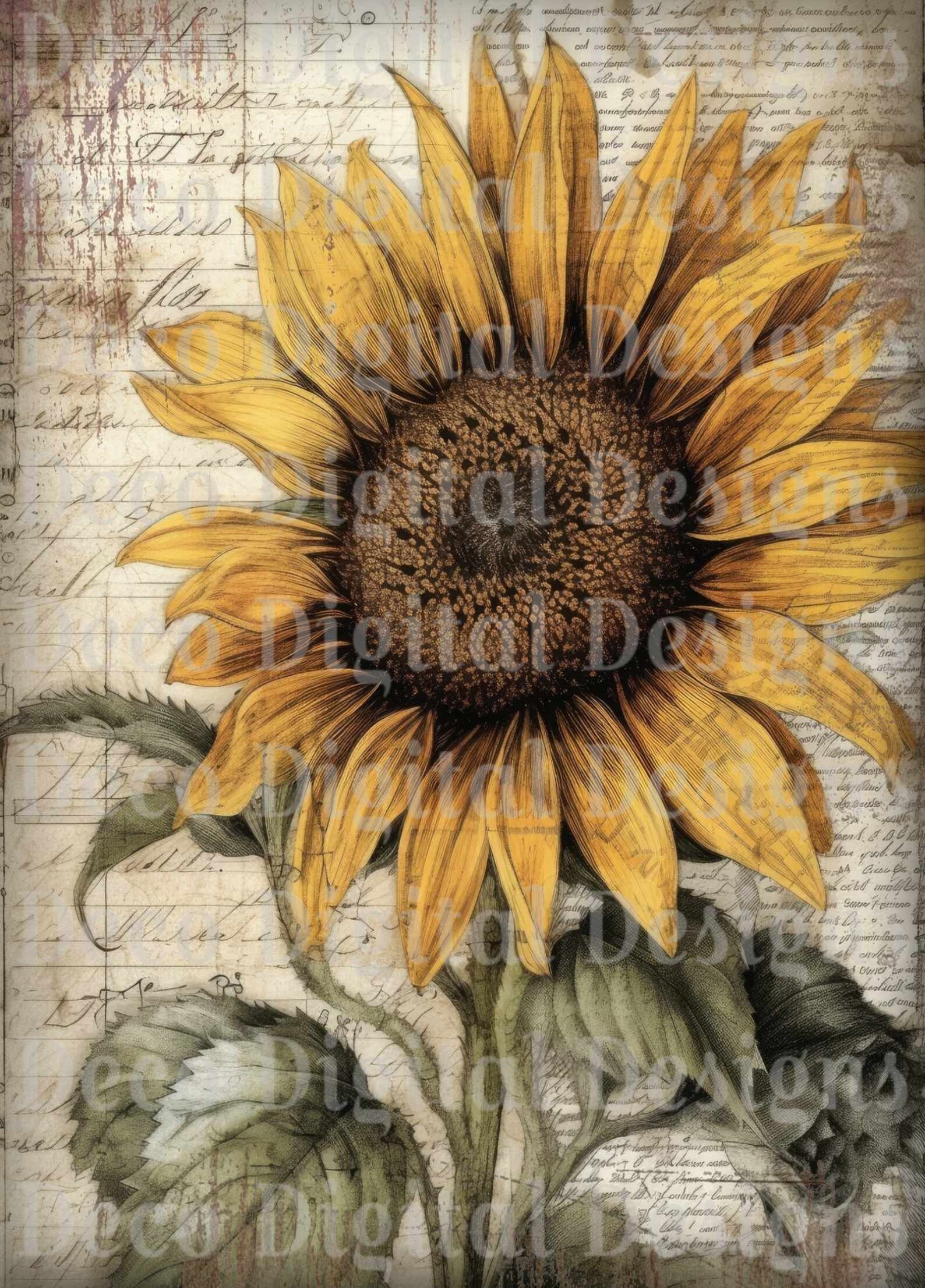 Vintage Sunflower A4 Rice Paper - Etsy