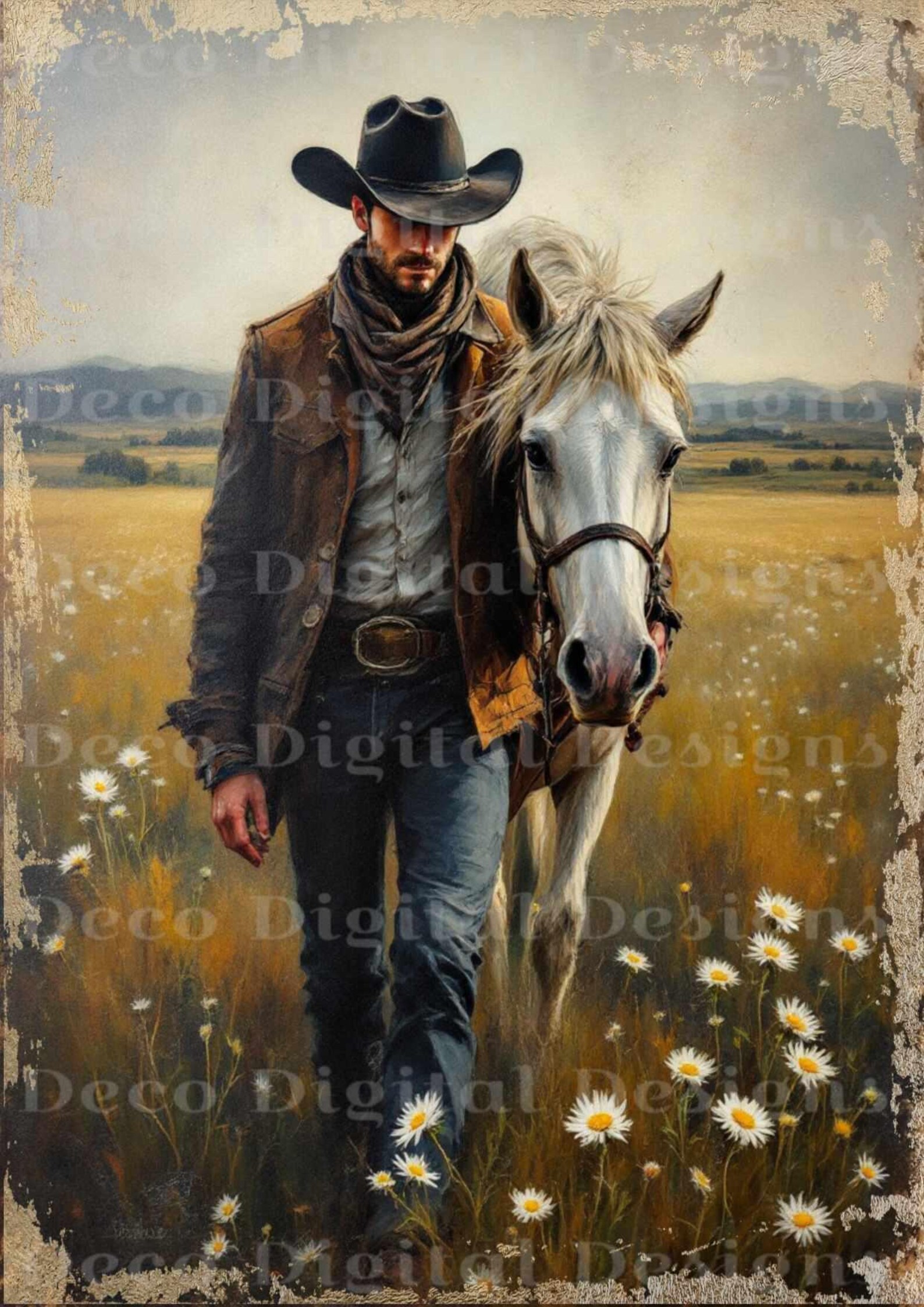 A4 Rice Paper Cowboy on Horse - Etsy