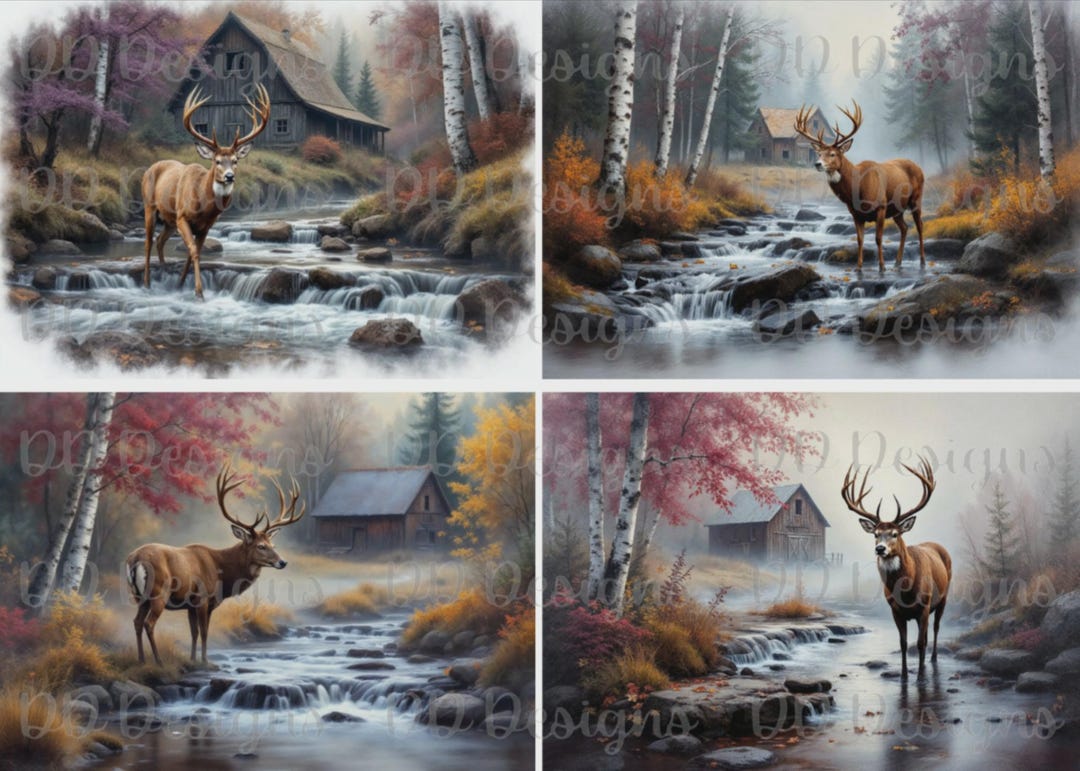 A4 Deer in Autumn Rice Paper 950 - Etsy