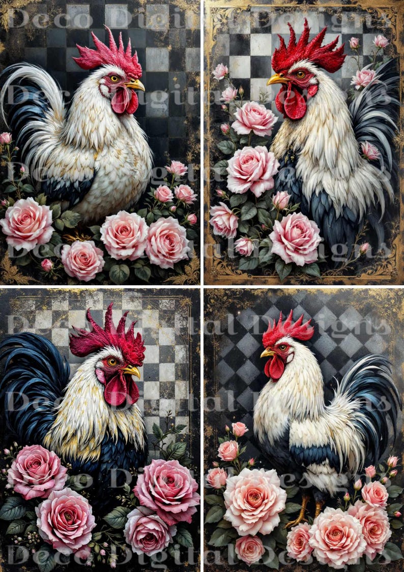 A4 Rice Paper Country Roosters - Etsy