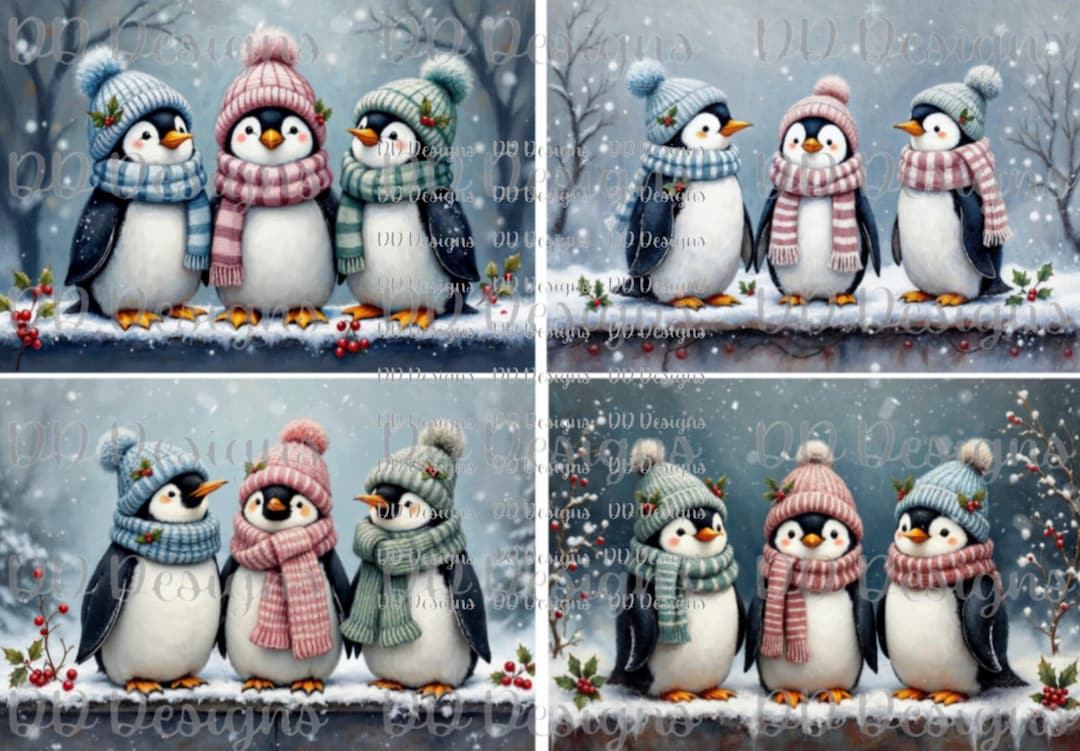 A4 Frosty Penguin Rice Paper - Etsy