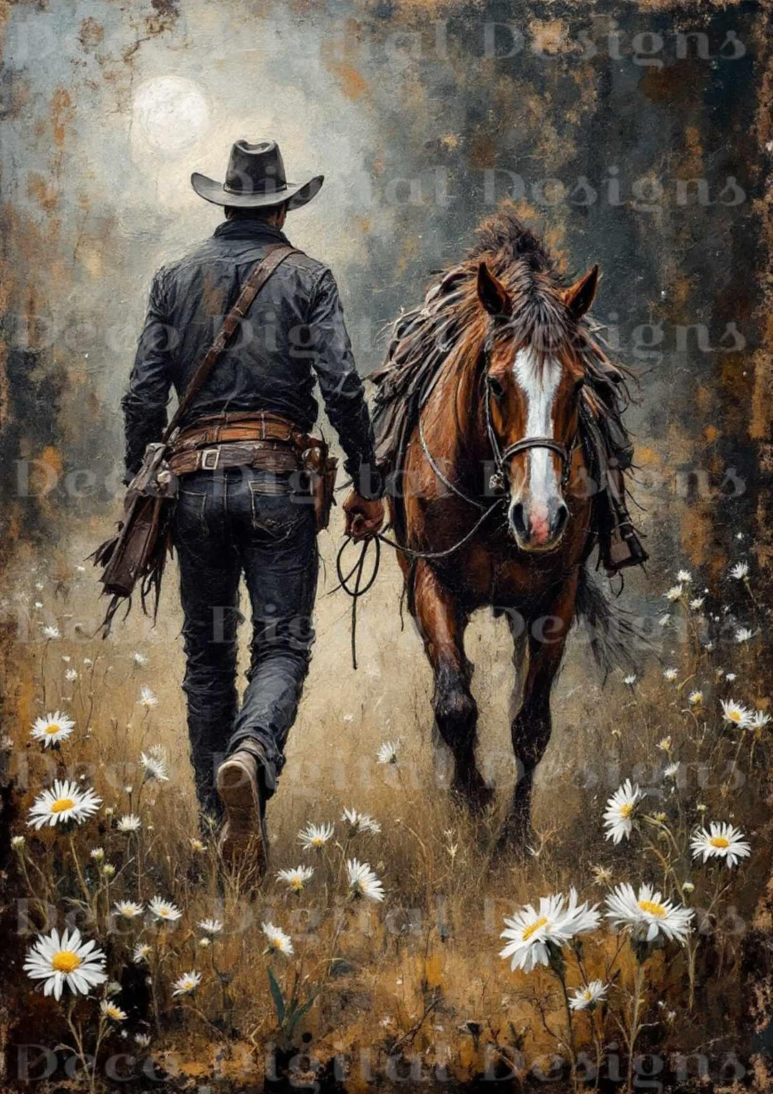 A4 Rice Paper Cowboy on Horse - Etsy