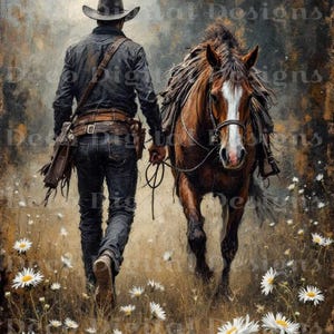 A4 Rice Paper Cowboy on Horse - Etsy