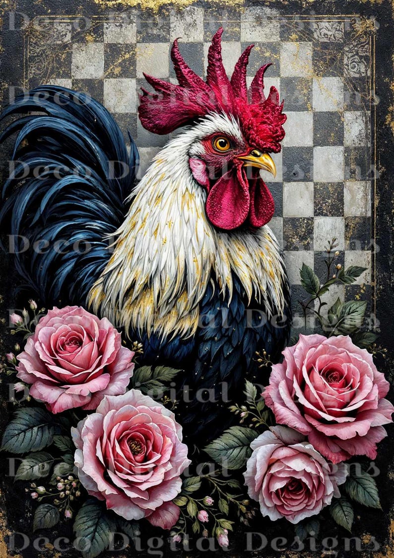 A4 Rice Paper Country Roosters - Etsy