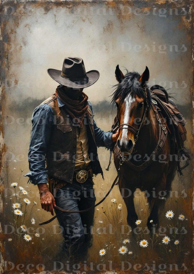 A4 Rice Paper Cowboy on Horse - Etsy