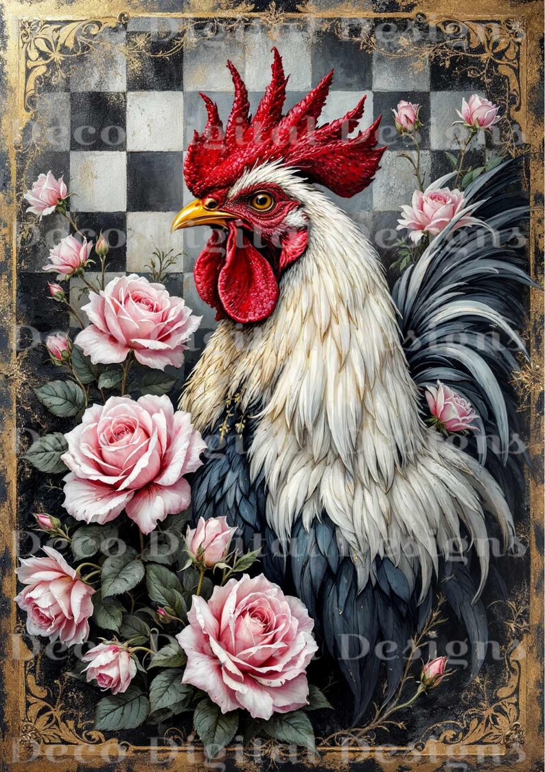 A4 Rice Paper Country Roosters - Etsy