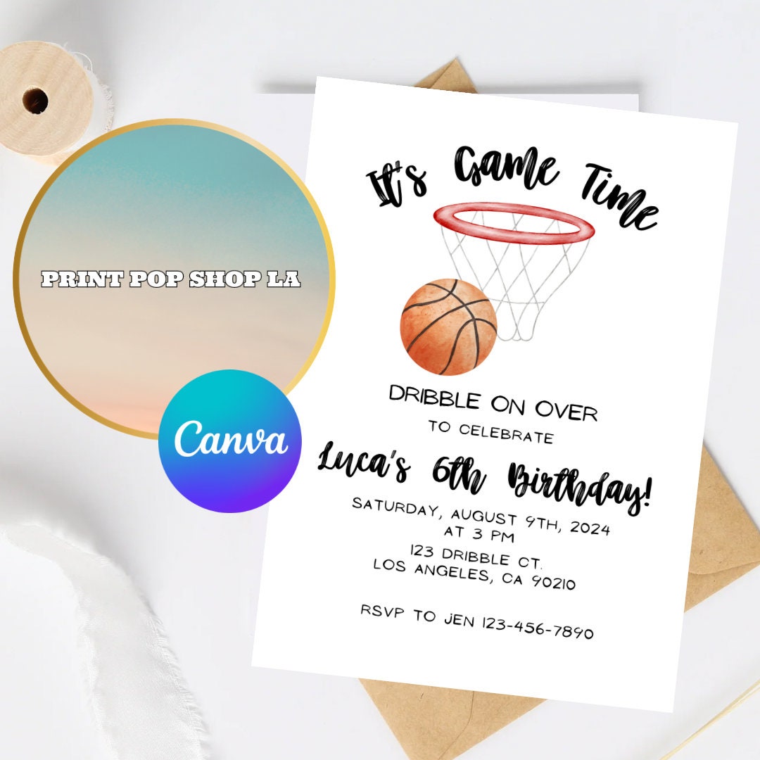 Basketball Birthday Invitation Template - Etsy