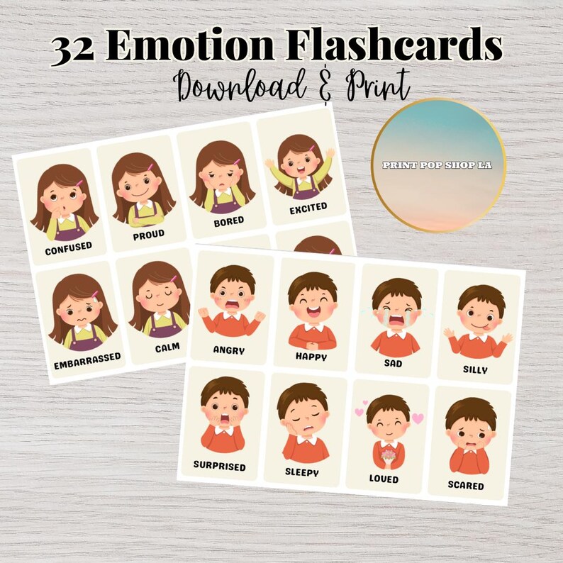 Emotion Flashcards, Feeling Flashcards for Toddlers and Preschoolers ...