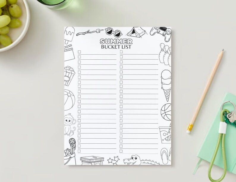 Summer Bucket List Coloring Page - Etsy
