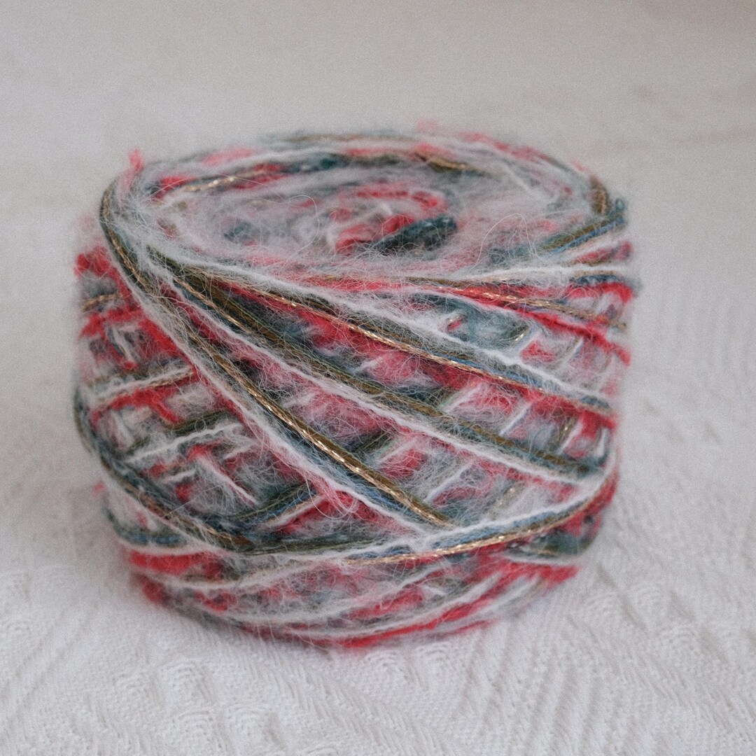 Handmade Christmas Mixed Yarn, “holiday Cheer” Festive Red, Green, and ...