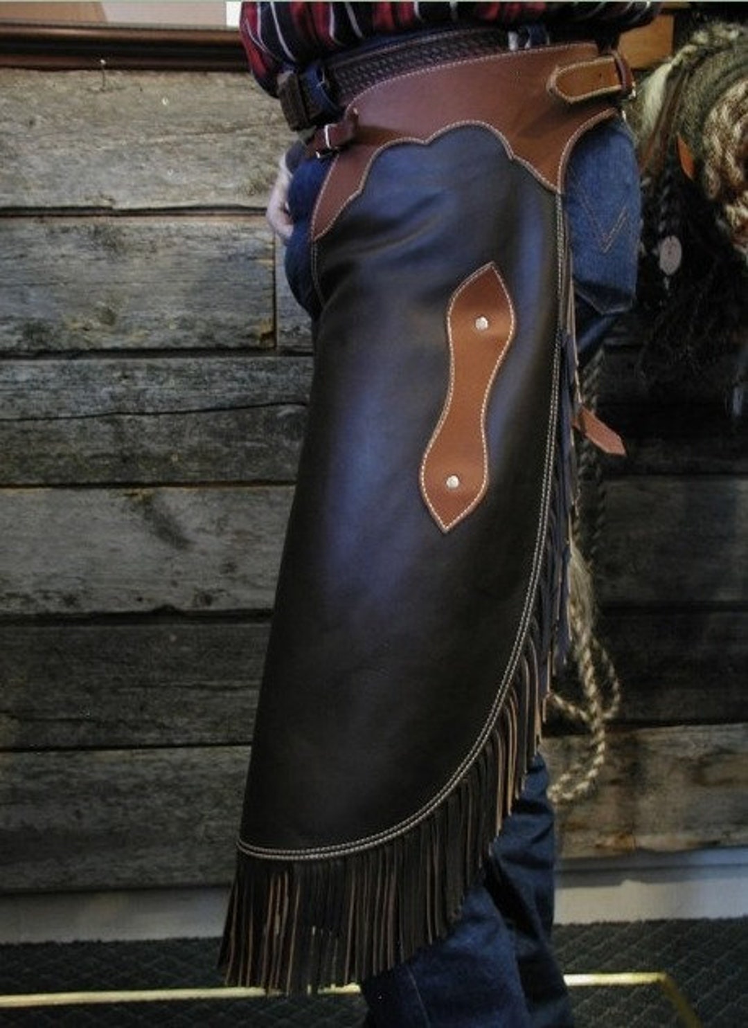 Leather Short Chaps Hand Made Western Tan Reddish Chap Horse Riding ...