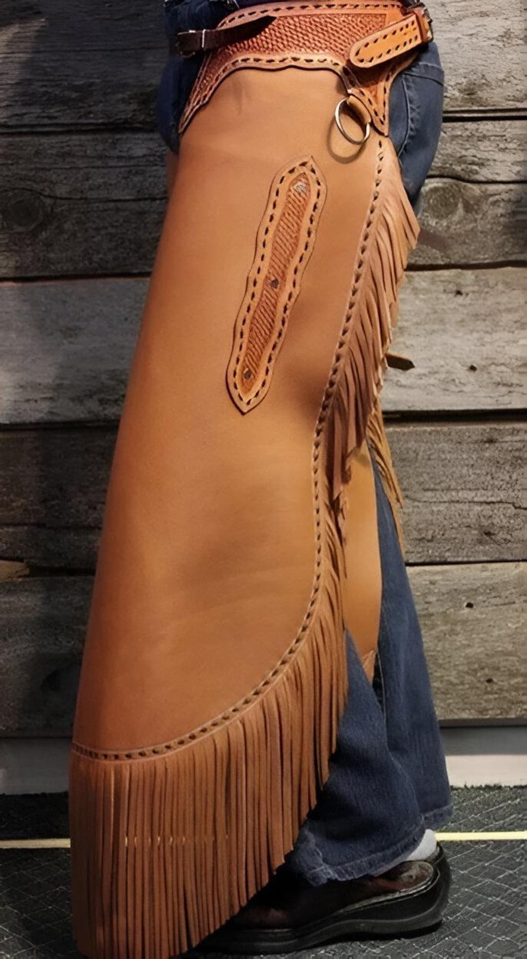 Leather Short Chap Hand Made Western Tan Reddish Chap Horse Riding ...