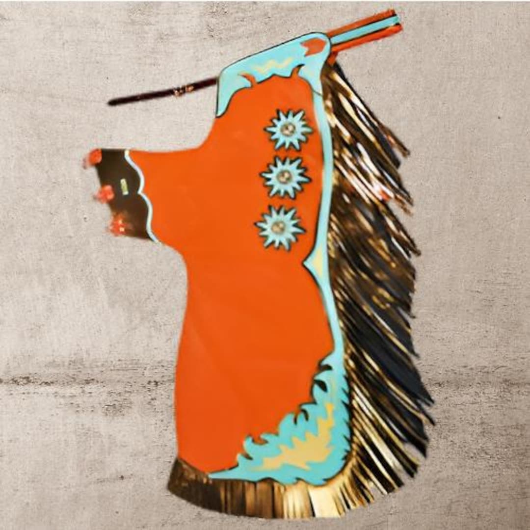 Orange Leather Chaps Hand Made Western Chap Horse Riding Fringes Pant ...