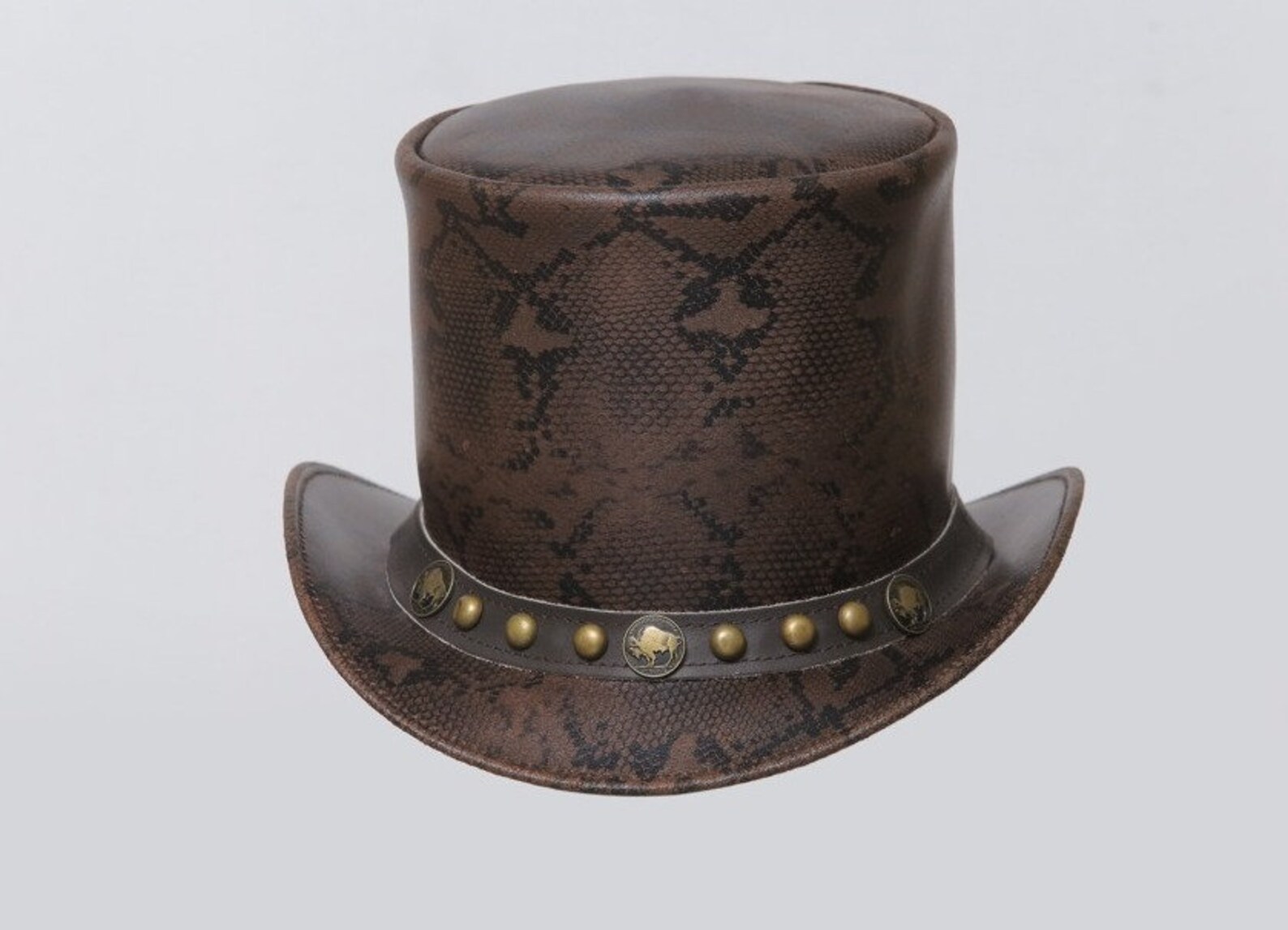 Hand Made Leather Hat Leather Top Hat Steampunk Top Hat Gothic Leather ...