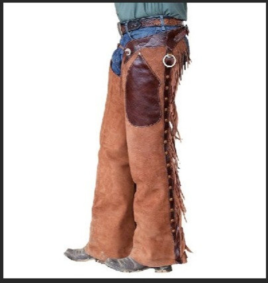 Leather Chinks Chap Hand Made Western Suede Chap Horse Riding Fringes ...