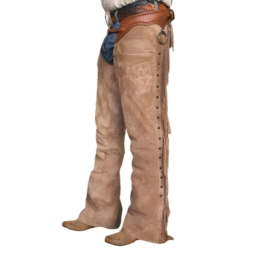 Leather Chinks Chaps Hand Made Western Suede Chap Horse Riding Fringes ...