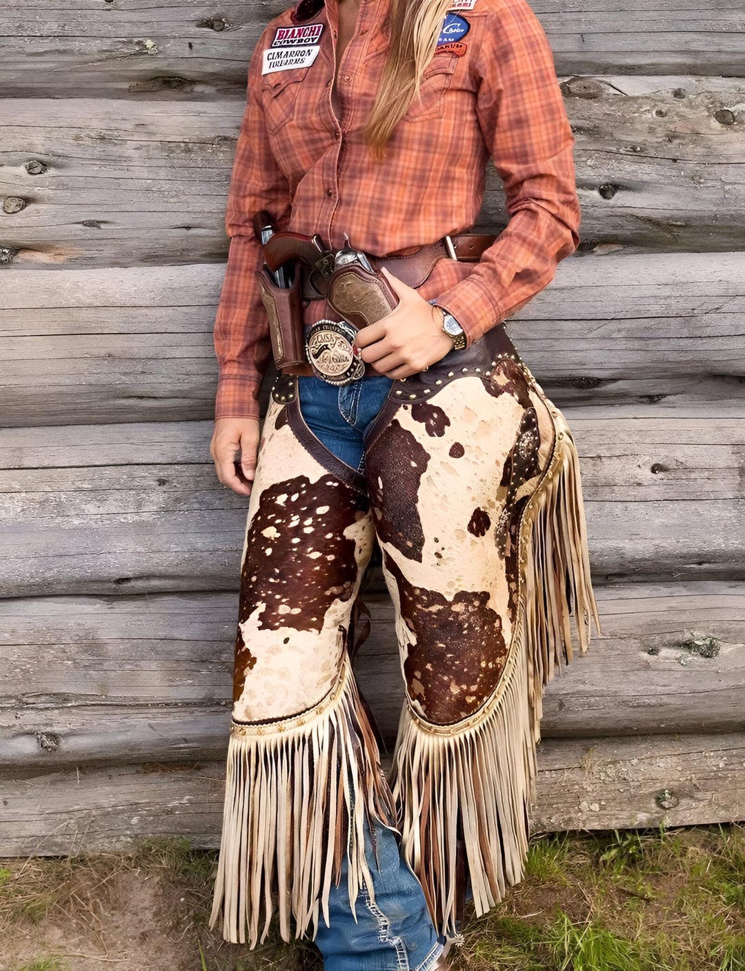 Natural Leather Short Chaps Hand Made Western Chap Cowgirl Fringes ...