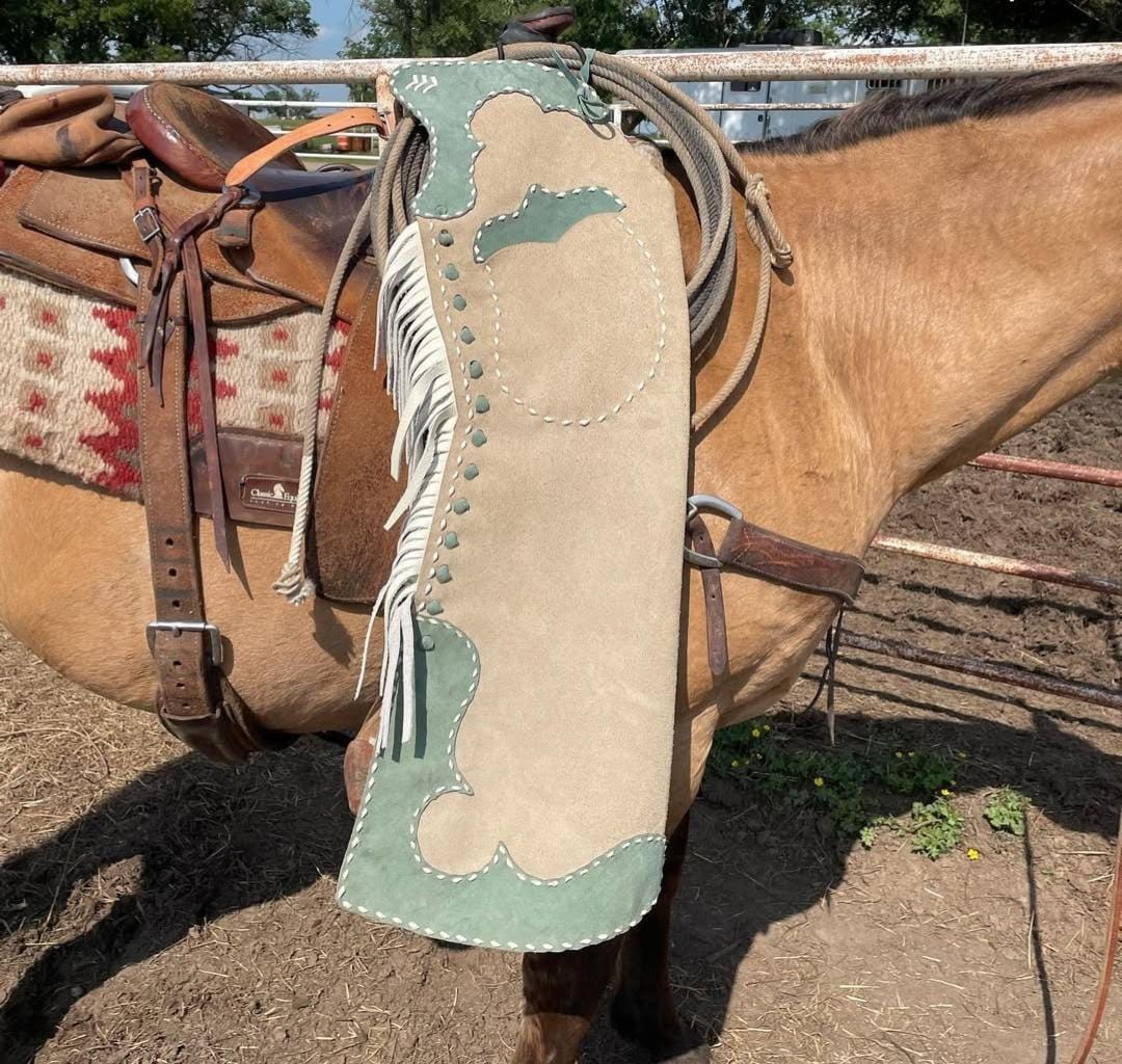 Leather Chinks Chaps Hand Made Western Suede Chap Horse Riding Fringes ...