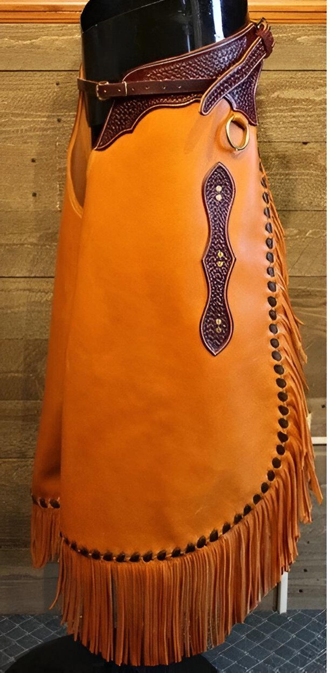 Leather Short Chap Hand Made Western Tan Brown Chap Horse Riding ...