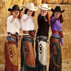 Leather Short Chinks Chaps Hand Made Western Suede Chap Horse Riding ...