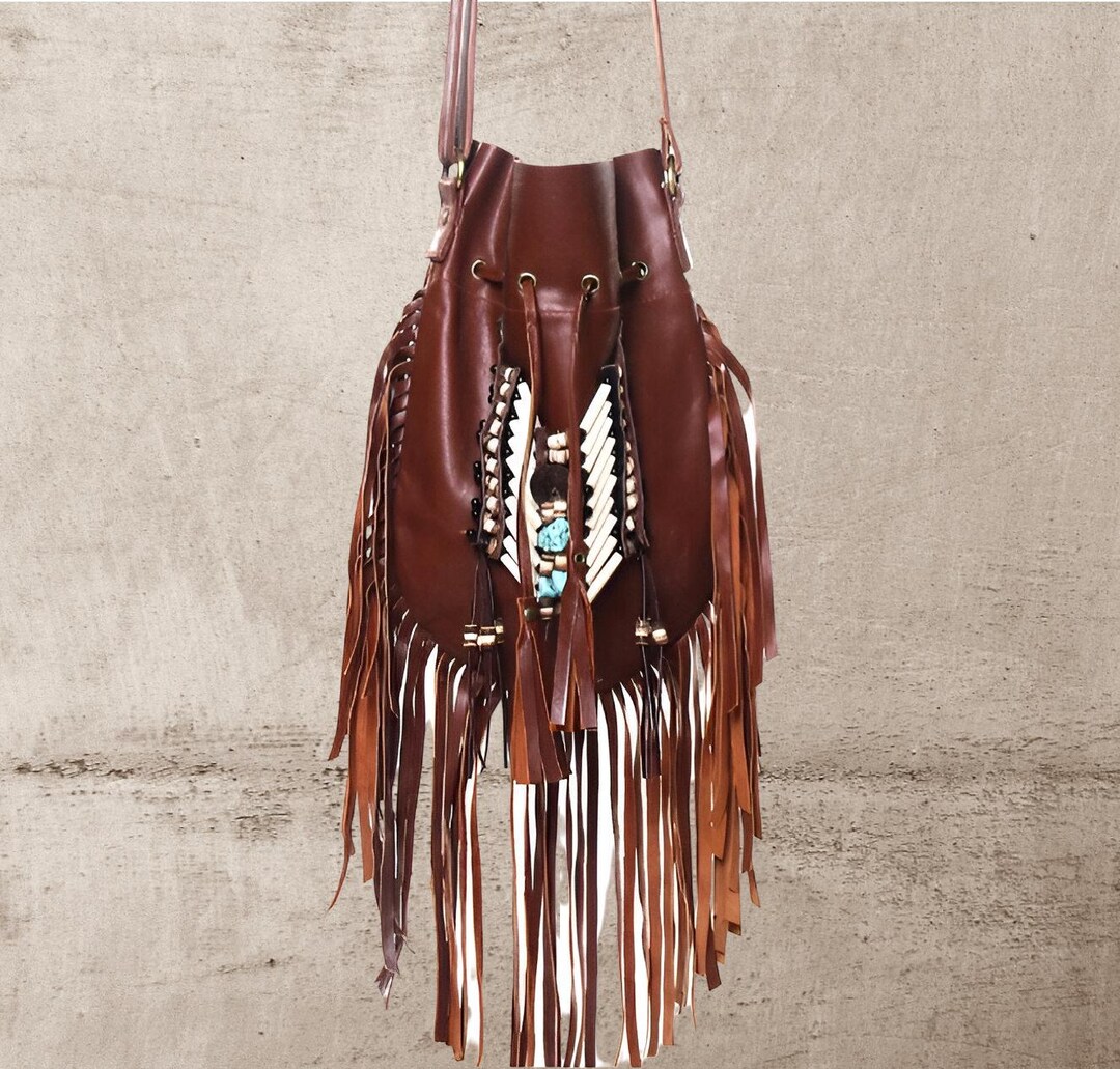 Brown Leather Fringes Boho Purse Leather Fringed Bag Fringe Shoulder ...