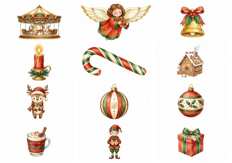 Christmas Clipart Bundle | Watercolor Winter PNG | Digital Download for ...