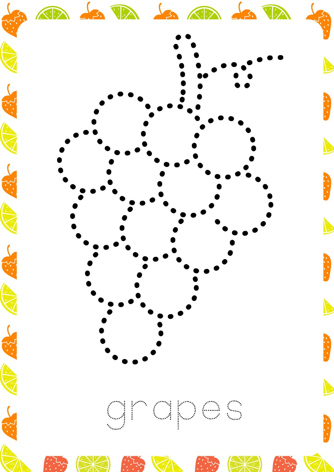 Fruits Trace and Color Worksheet - Etsy