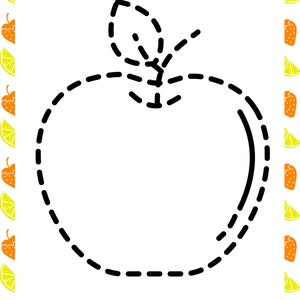 Fruits Trace and Color Worksheet - Etsy