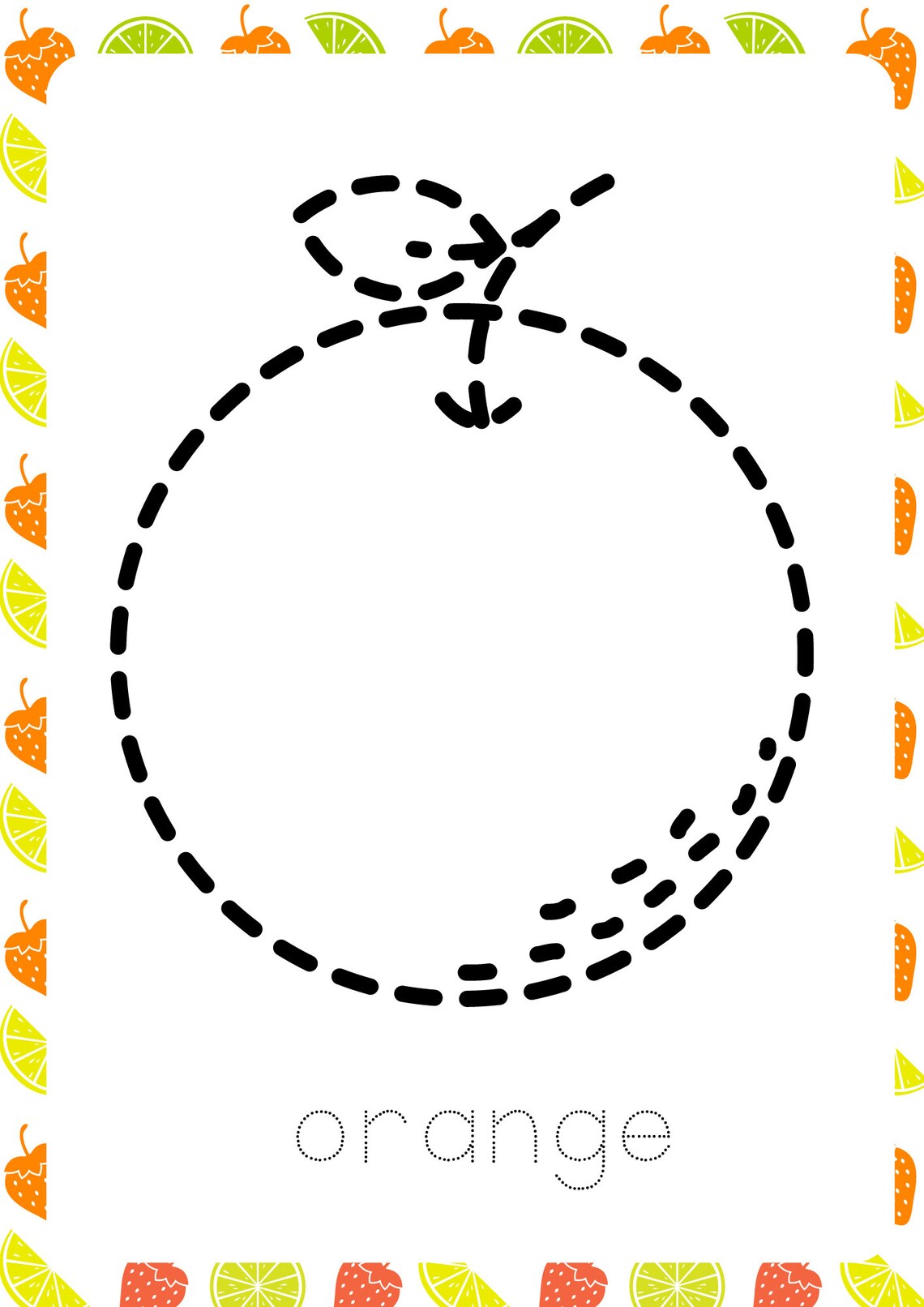 Fruits Trace and Color Worksheet - Etsy