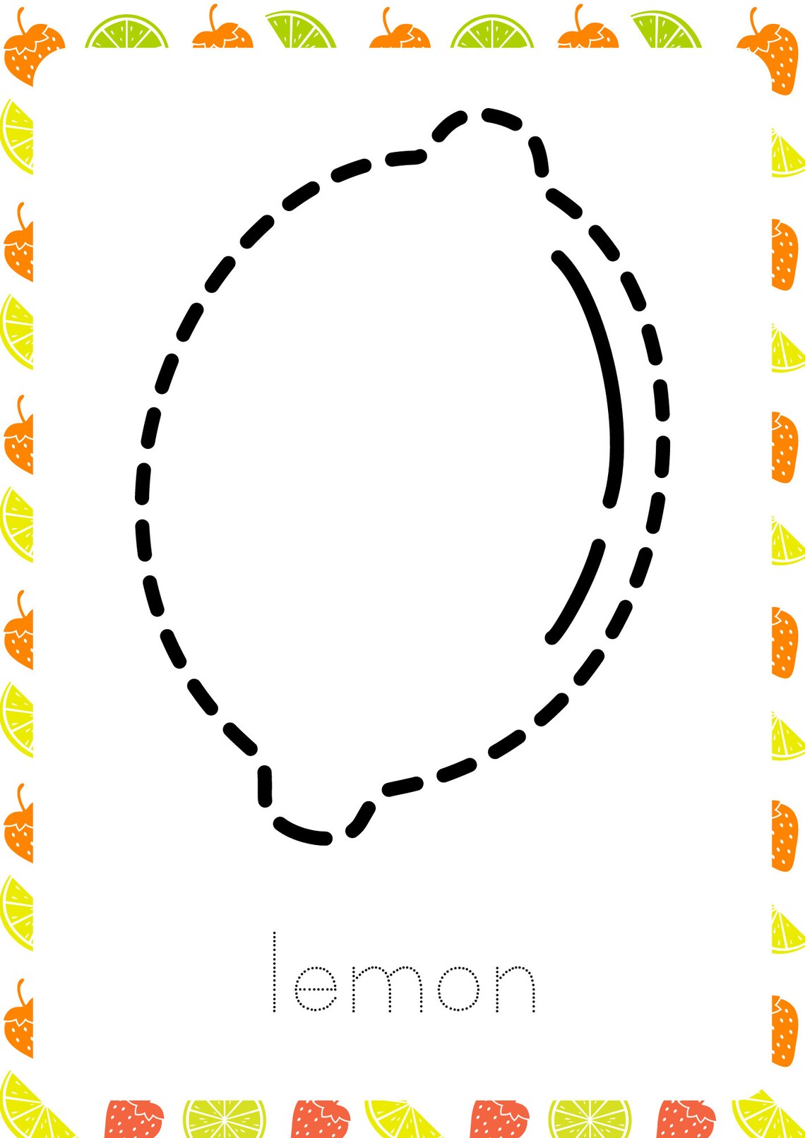 Fruits Trace and Color Worksheet - Etsy