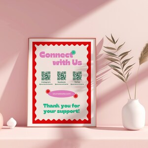 DIY Connect With Us Sign Template, QR Code Social Media Sign Canva ...
