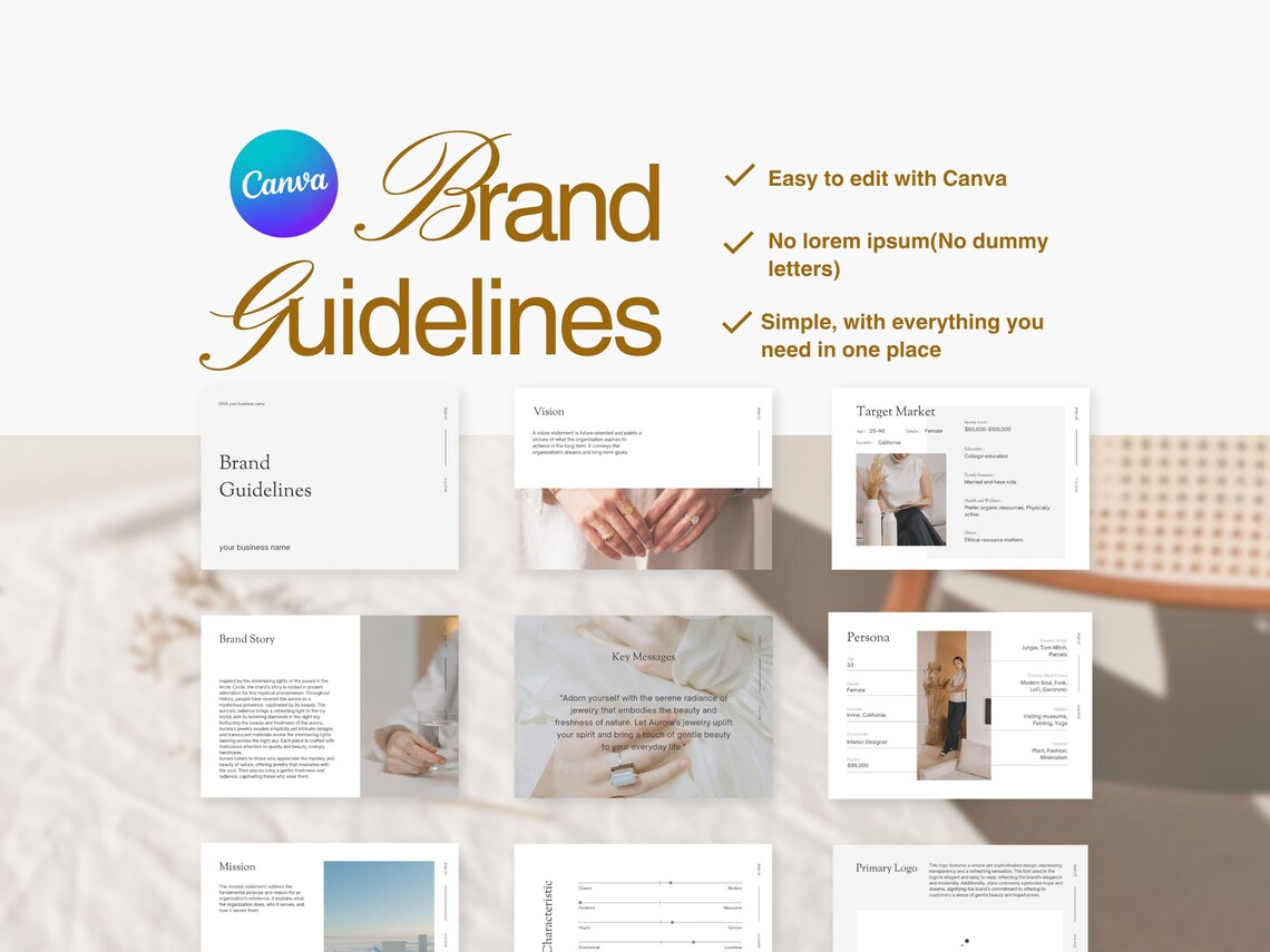Brand Guidelines Template - Customizable Canva Template, Brand Strategy ...