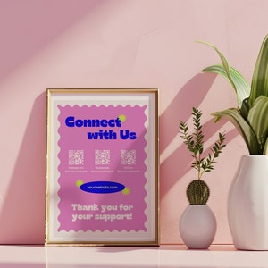 DIY Connect With Us Sign Template, QR Code Social Media Sign Canva ...