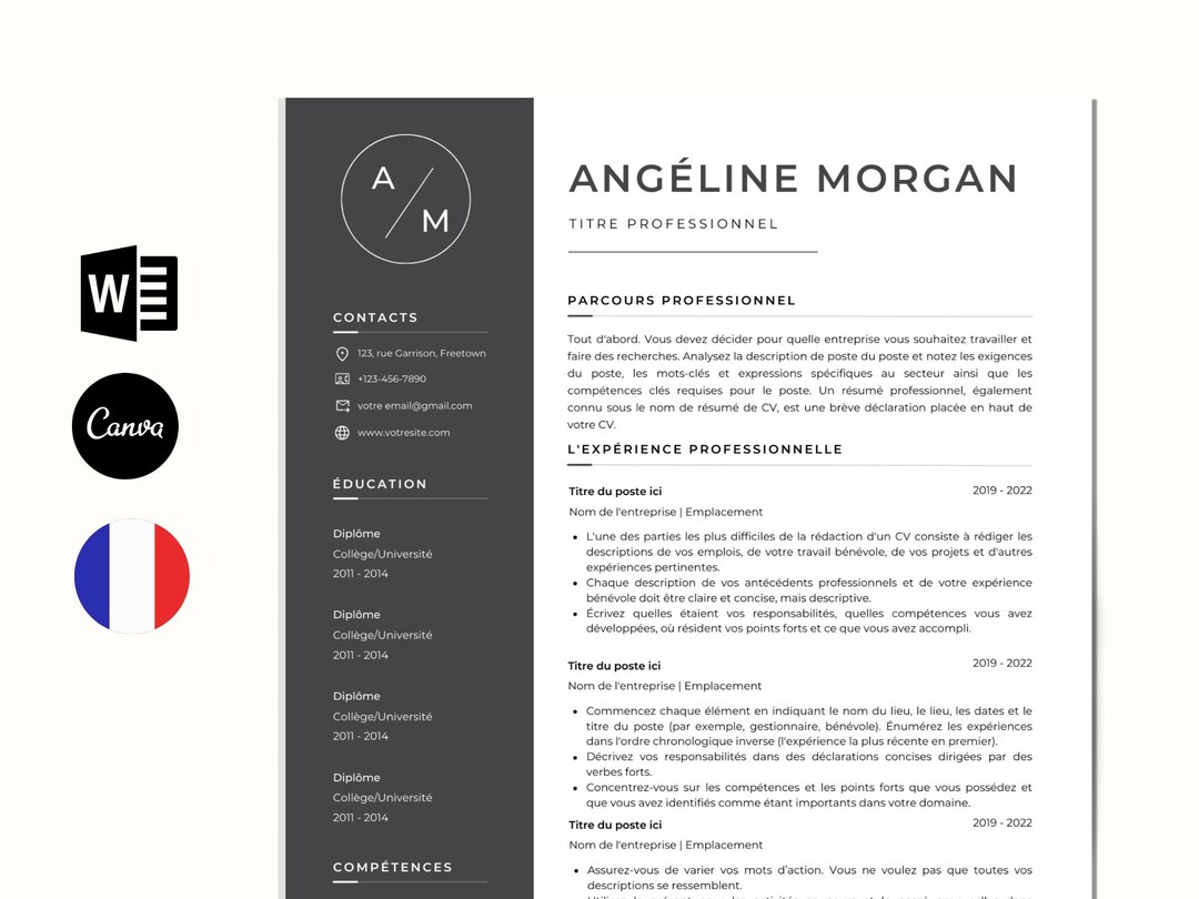 Elegant CV Template Professional CV in Word and Canva Clean Design ...