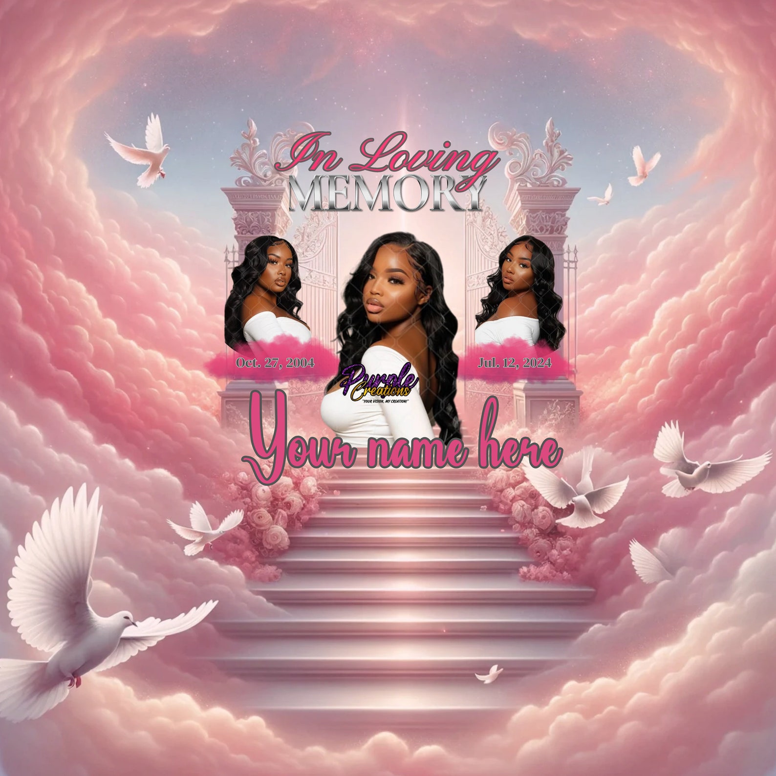 Pink Memorial Template (all Over Sublimation) - Etsy