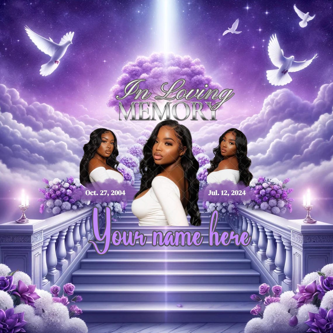Purple Memorial Template (all Over Sublimation) - Etsy