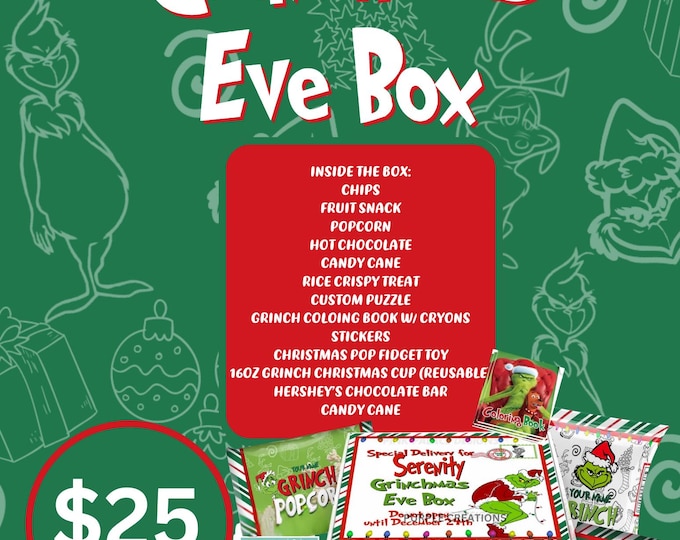 Grinchmas Eve Snack Boxes, Grinchmas Eve Box, Christmas Eve Box ...