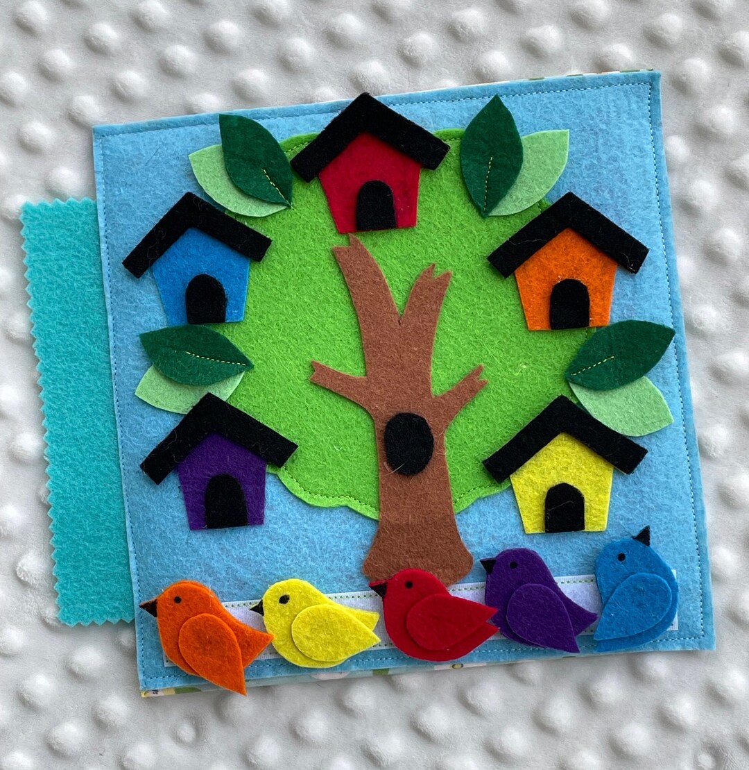 Bird House Color Matching Quiet Busy Book Page toddler Toy for Fine ...