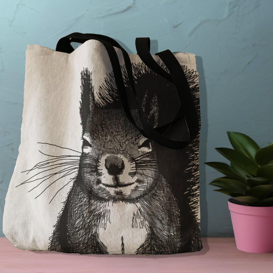 Woven Squirrel Tote Bag, Forest Animal Lover Tapestry Bag, Eco-friendly ...