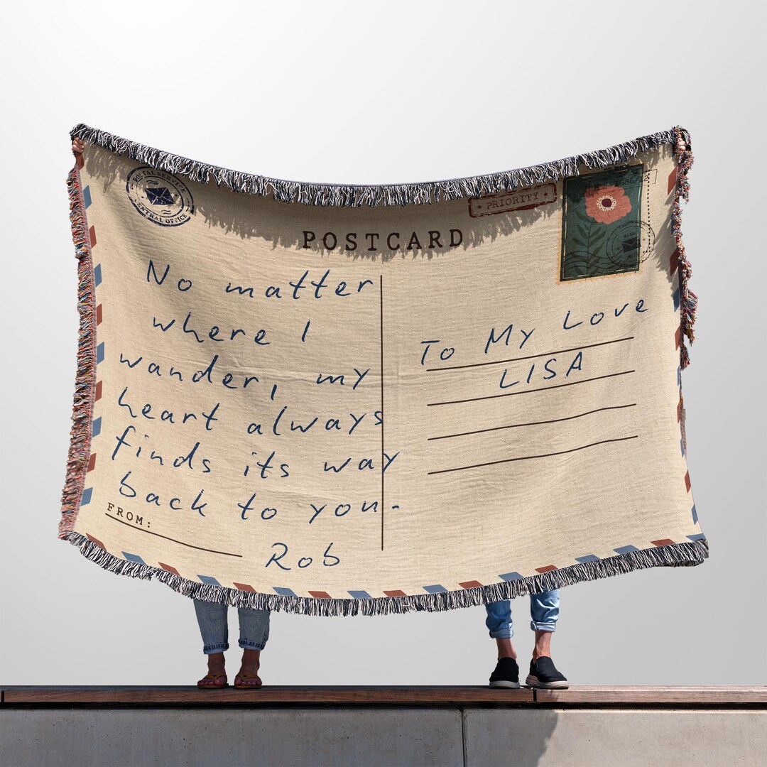 Personalized Love Letter Postcard Throw Blanket – Anniversary Keepsake ...