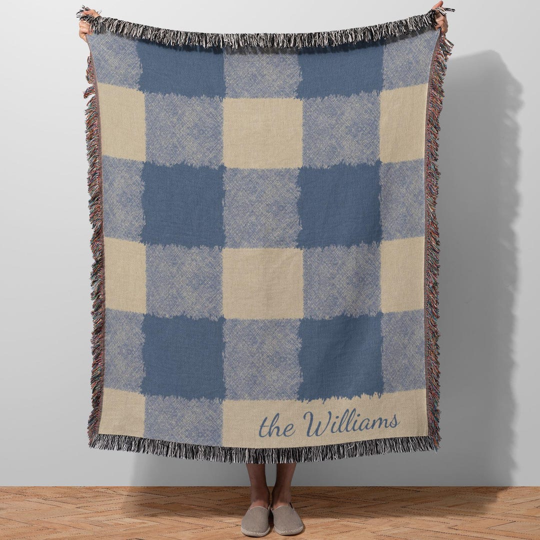 Rustic Check Woven Blanket: Personalized Scandinavian Design Family ...